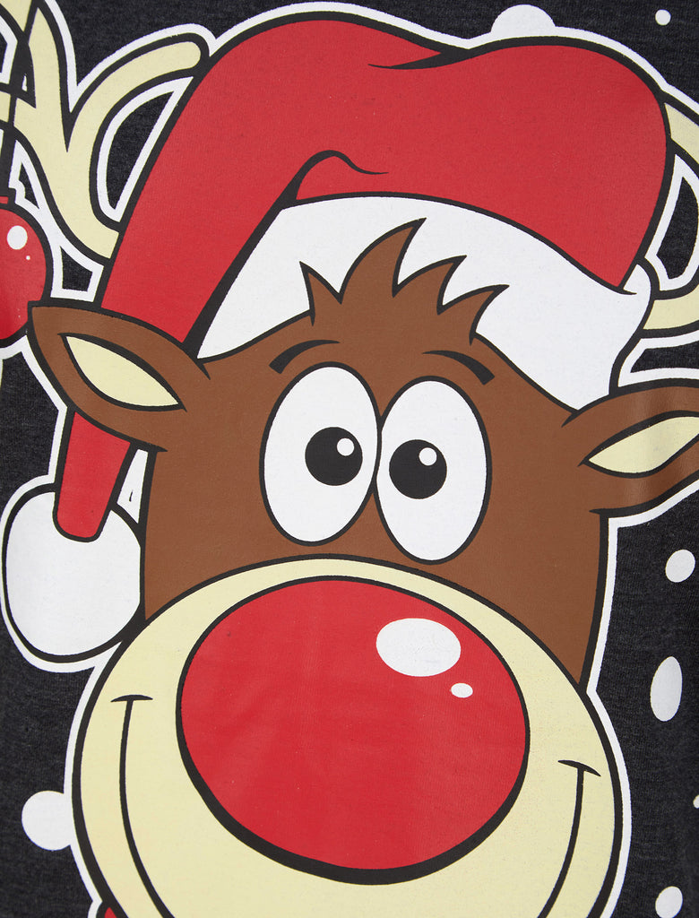 Men's Rudolph Snowflake Motif Novelty Cotton Christmas T-Shirt in Char – Tokyo Laundry