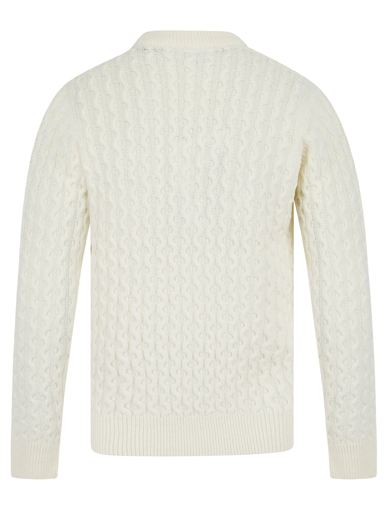 Nonso Wool Blend Chunky Cable Knitted Jumper in Cream - Tokyo Laundry