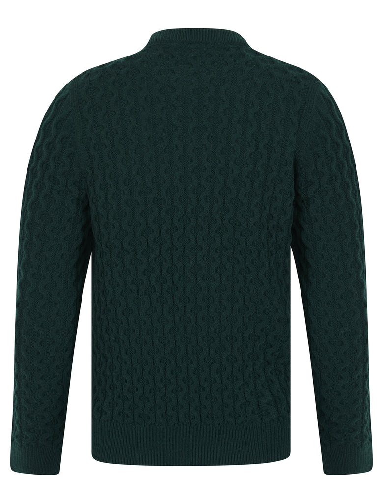 Nonso Wool Blend Chunky Cable Knitted Jumper in Evergreen - Tokyo Laun ...