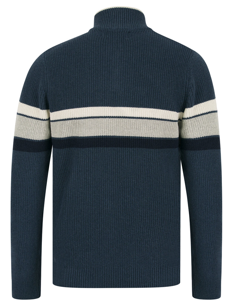 Geoffrey Striped Quarter Zip Neck Knit Jumper in Key Largo - Kensingto ...