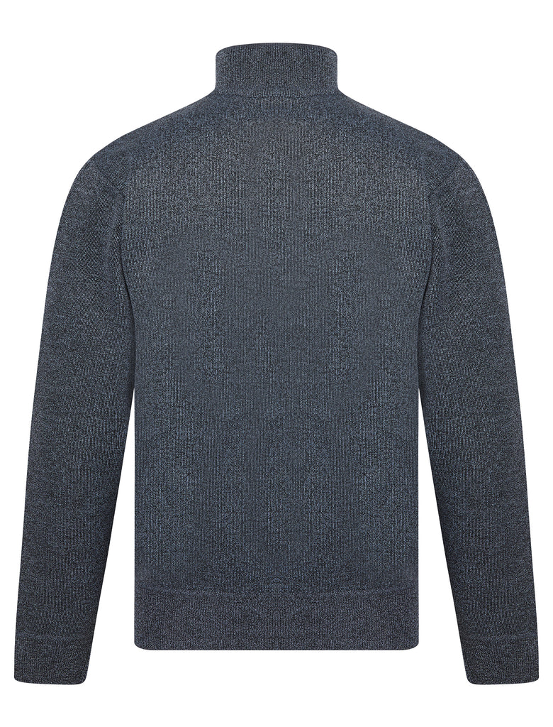 Denzel Knit Lined Quarter Zip Funnel Neck Knitted Jumper in Grey - Ken ...