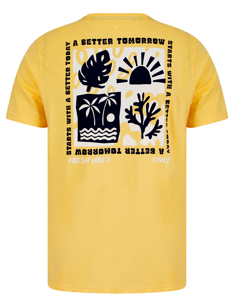 Better Tomorrow Motif Cotton Jersey T-Shirt in Golden Cream - South Sh ...