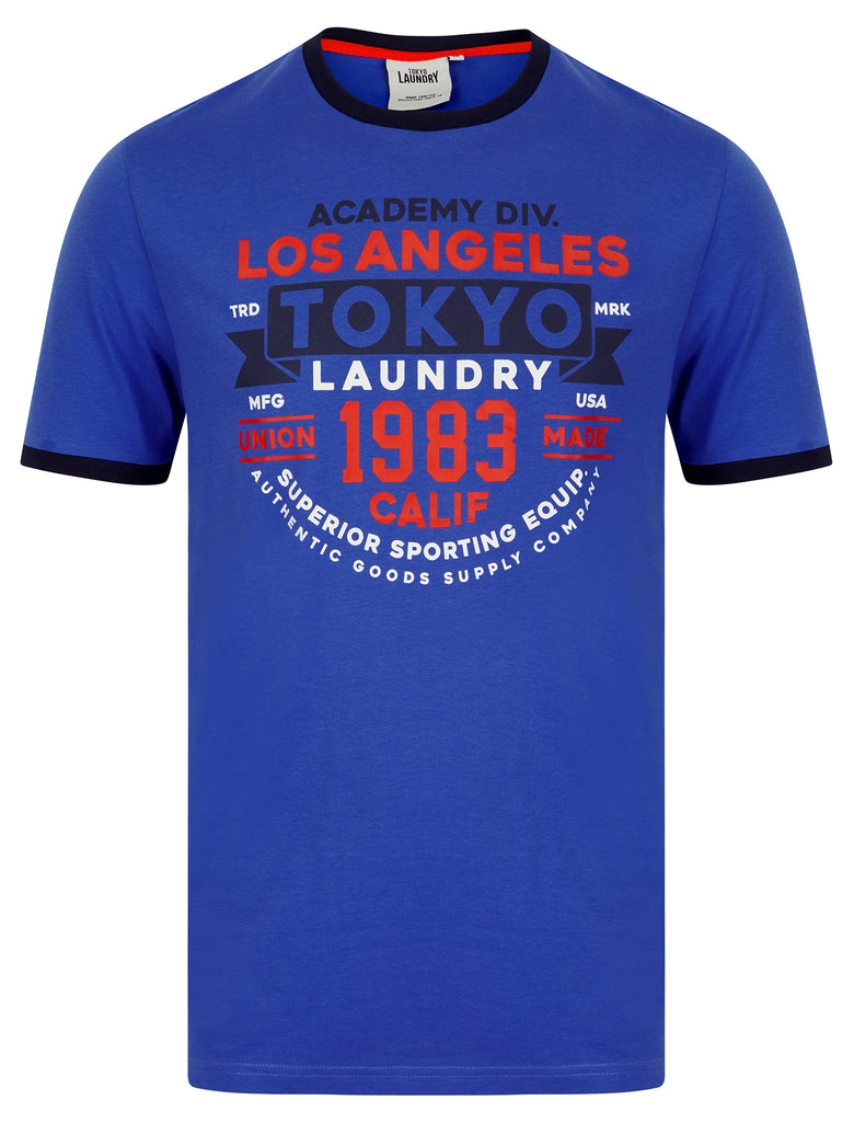 Ryobi Motif Jersey Grindle Crew-Neck Ringer T-Shirt in Dazzling Blue ...