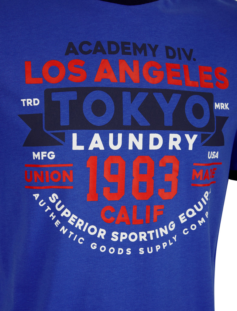 Ryobi Motif Jersey Grindle Crew-Neck Ringer T-Shirt in Dazzling Blue ...