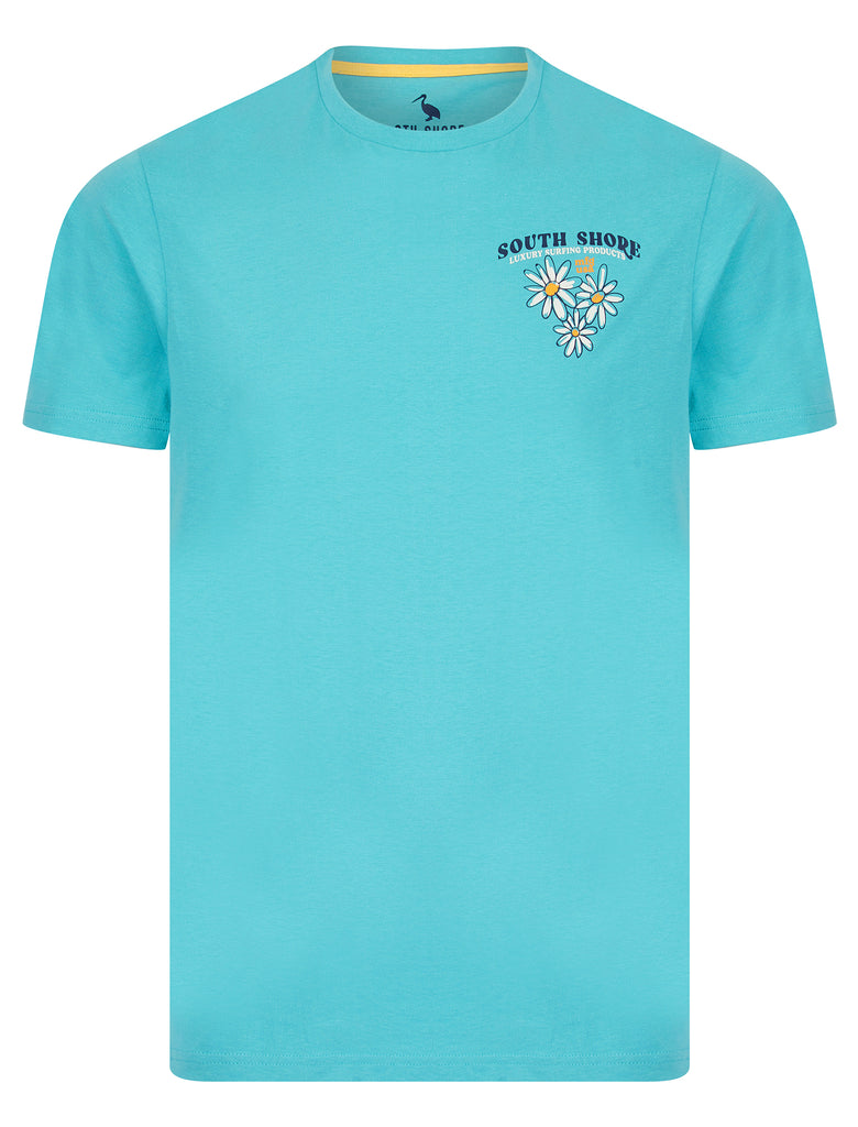 Stothard Reverse Print Motif Cotton Jersey T-Shirt in Porcelain Turq ...