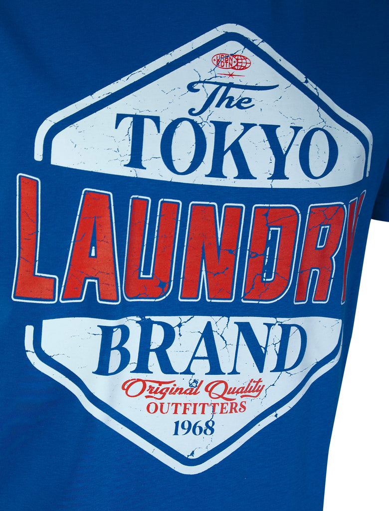 Barton Motif Cotton Jersey Crew Neck T-Shirt in Snorkel Blue - Tokyo L ...