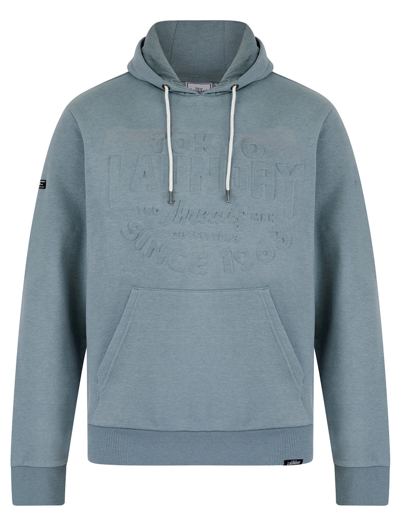 Tides Embossed Motif Brushback Fleece Pullover Hoodie in Cool Grey - T ...