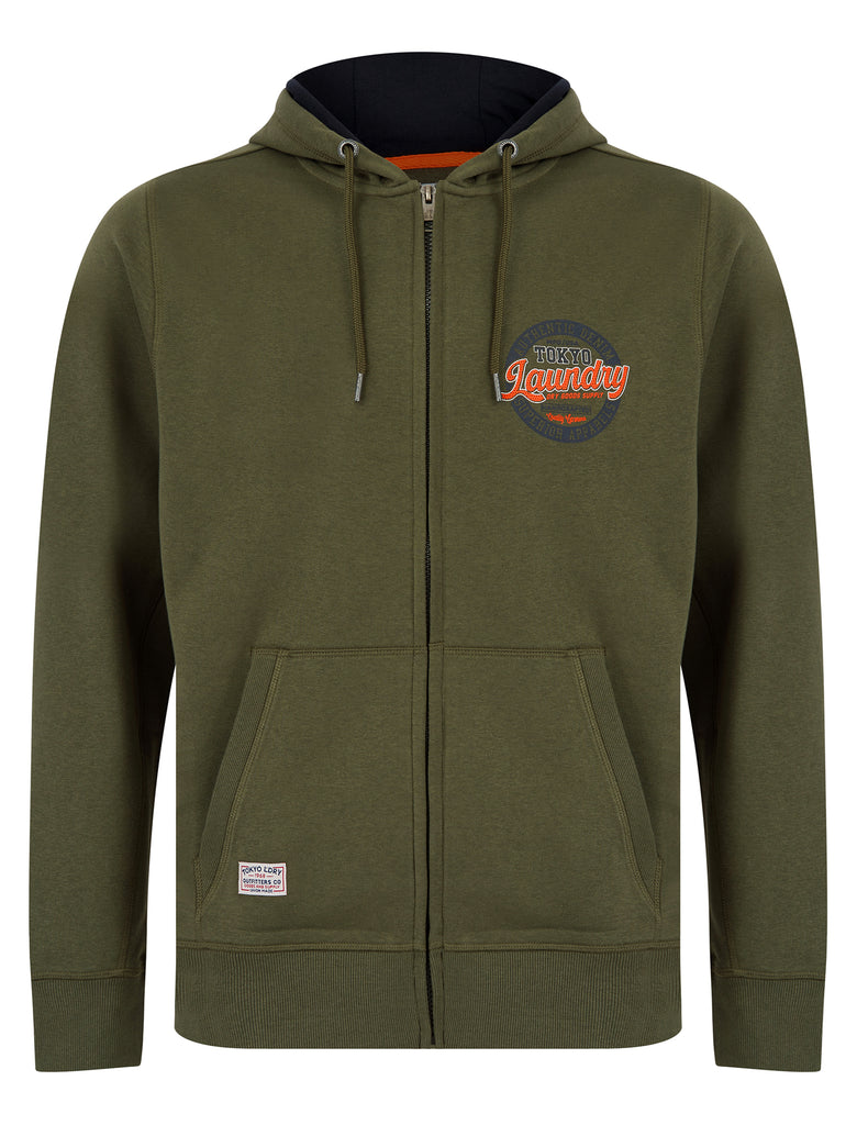 Baxter Reverse Print Brushback Fleece Zip Through Hoodie in Grape Leaf ...