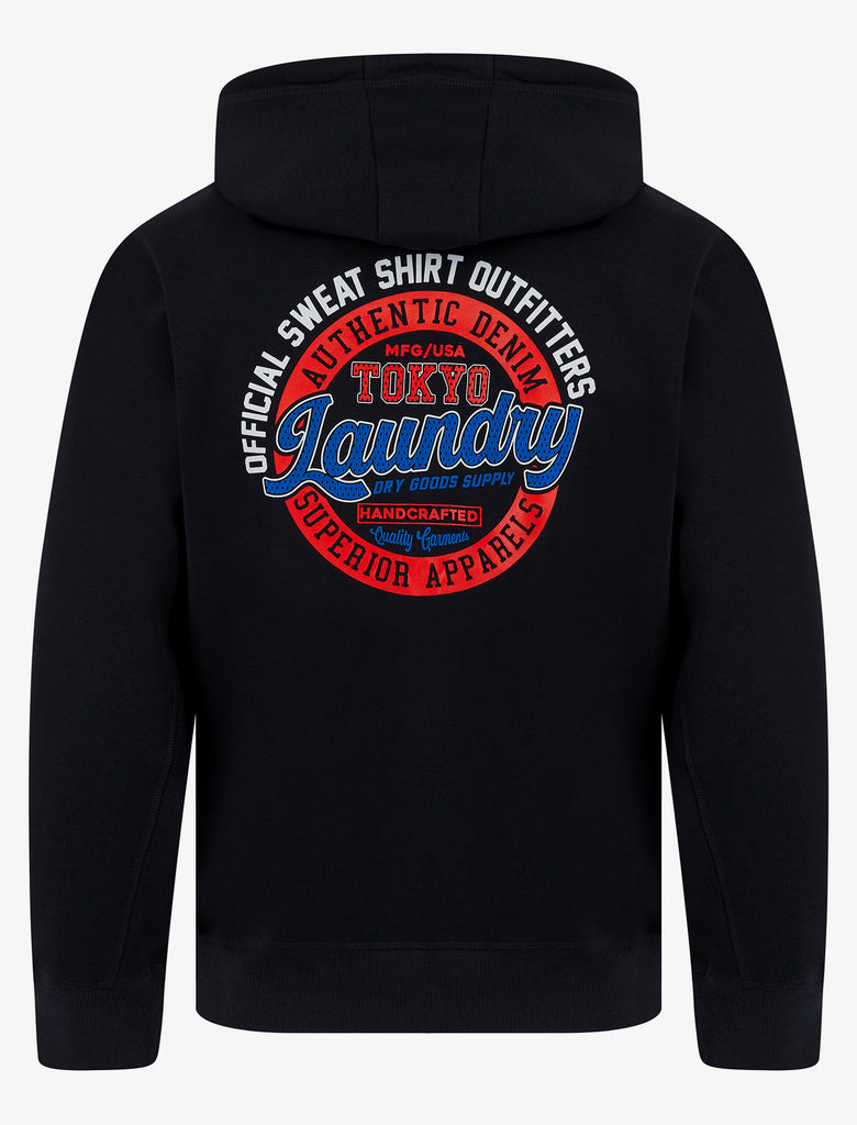 Baxter Reverse Print Brushback Fleece Zip Through Hoodie in Sky Captai ...