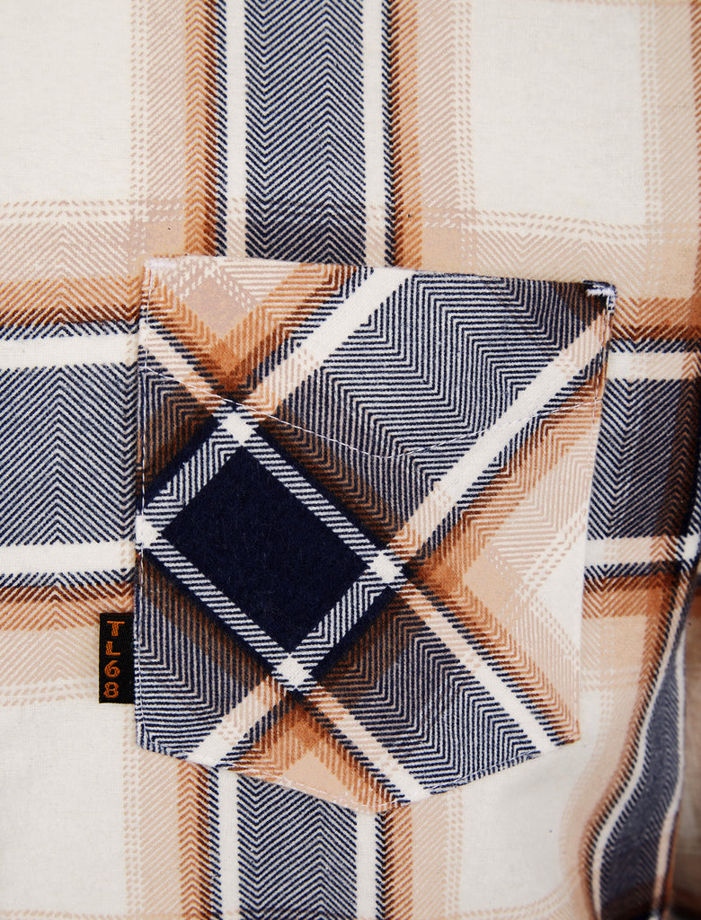 Haines Checked Cotton Flannel Shirt in Sky Captain Navy - Tokyo Laundr ...