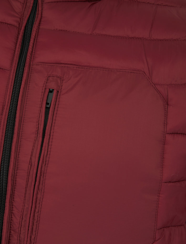 Samoset Quilted Puffer Jacket with Hood in Ribbon Red - Tokyo Laundry