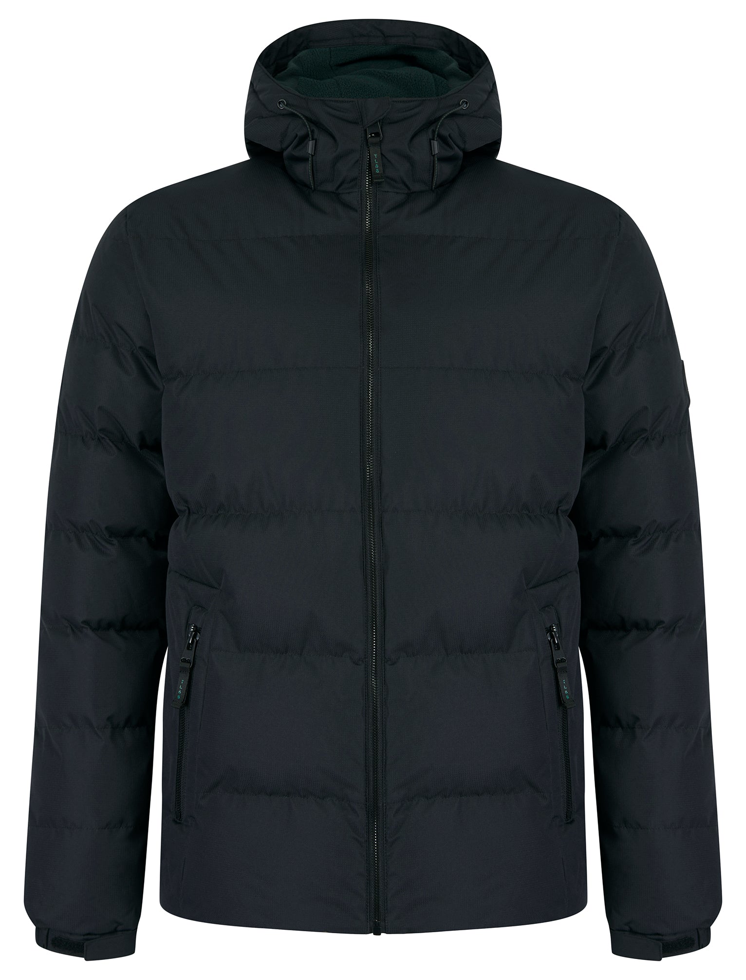 Takato Micro-Fleece Lined Quilted Puffer Jacket with Hood in Jet Black ...