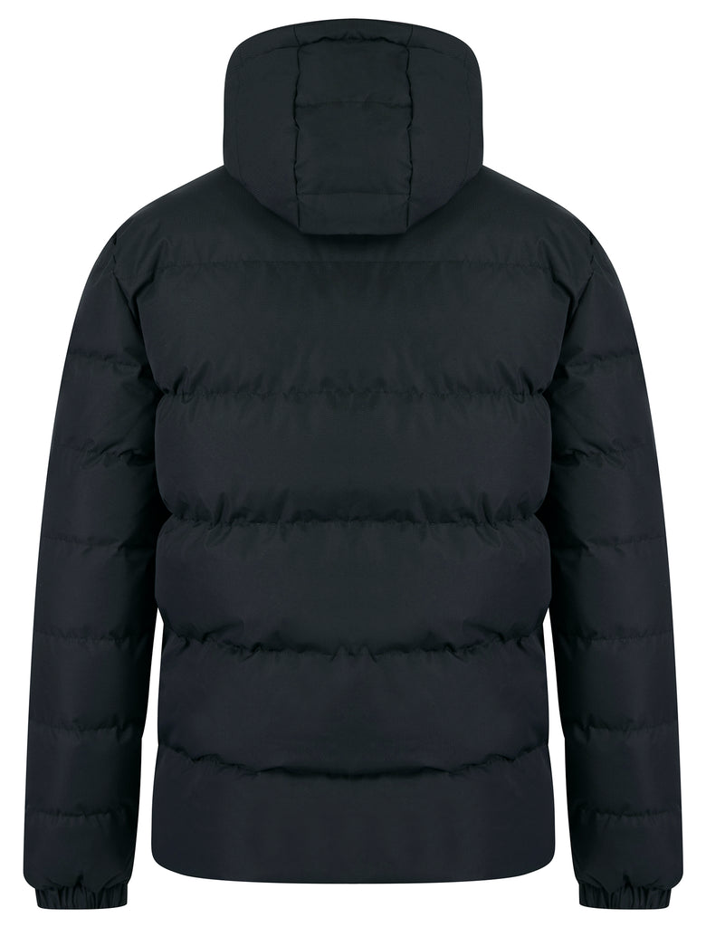Takato Micro-Fleece Lined Quilted Puffer Jacket with Hood in Jet Black ...