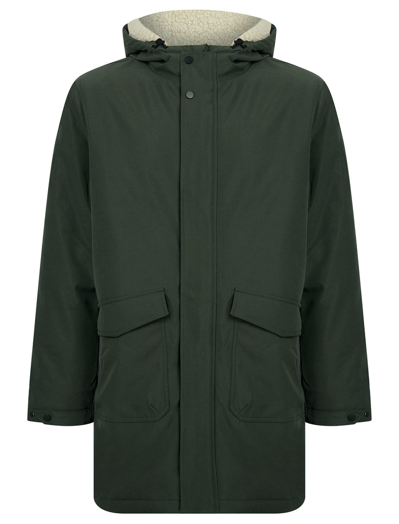 Tameron Borg Fleece Lined Parka Coat with Hood in Khaki - Tokyo Laundr ...