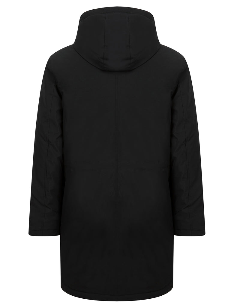 Tameron Borg Fleece Lined Parka Coat with Hood in Jet Black - Tokyo La ...