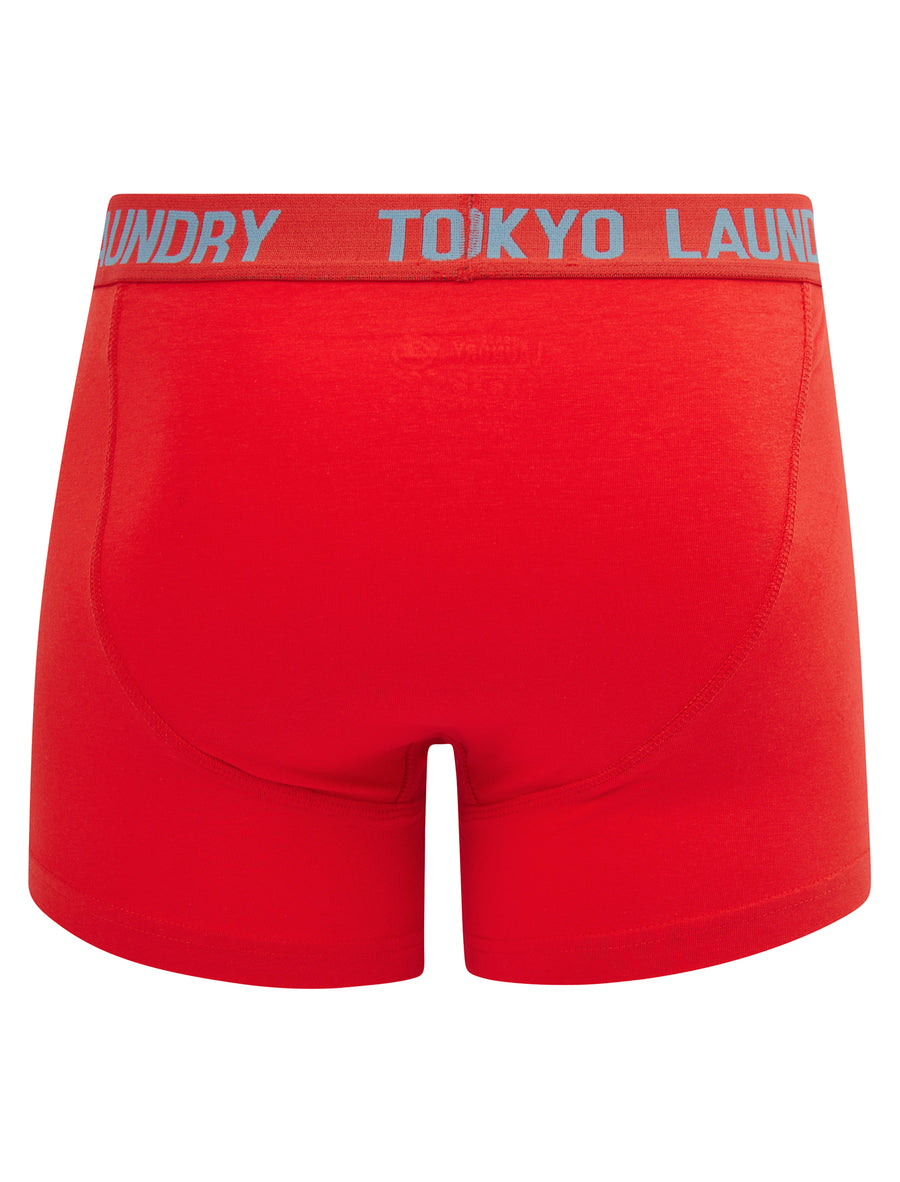 Hillside 3 (2 Pack) Boxer Shorts Set in Blissful Blue / Poppy Red - To ...