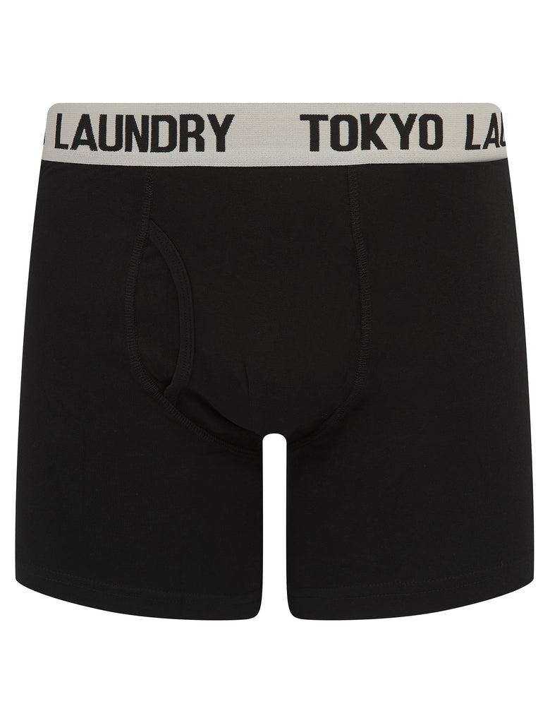 Wexler (2 Pack) Long Length Boxer Shorts Set in Jet Stream White / Qui ...