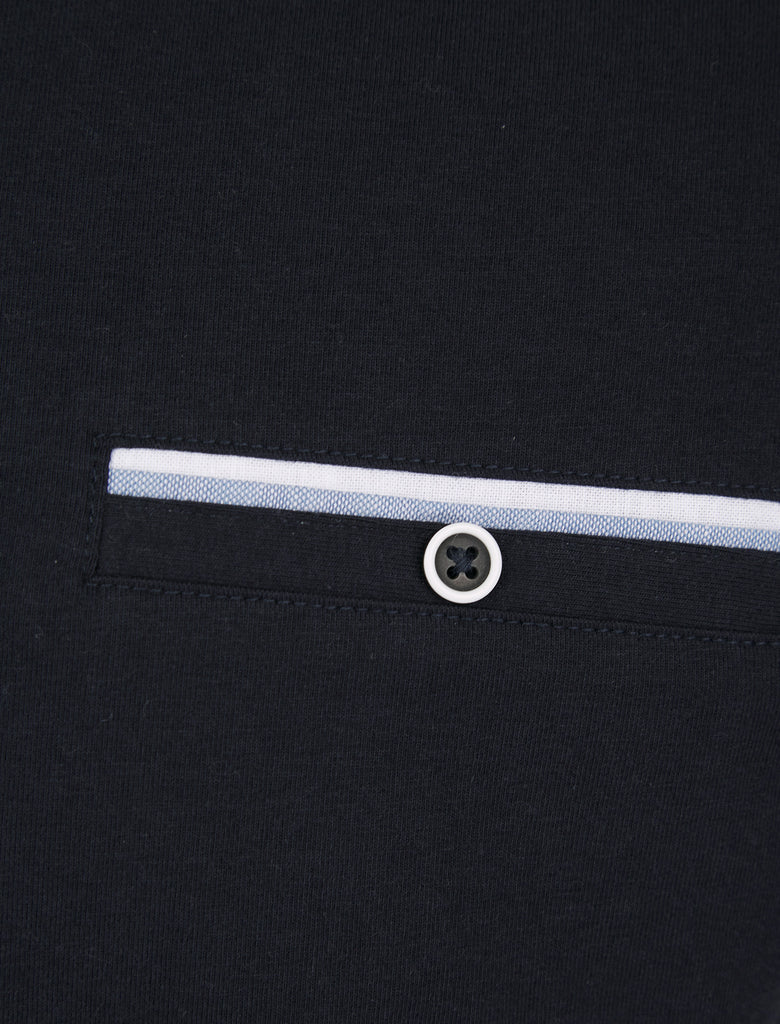 Riddle Stretch Cotton Jersey Button Down Collar Polo Shirt in Sky Capt ...