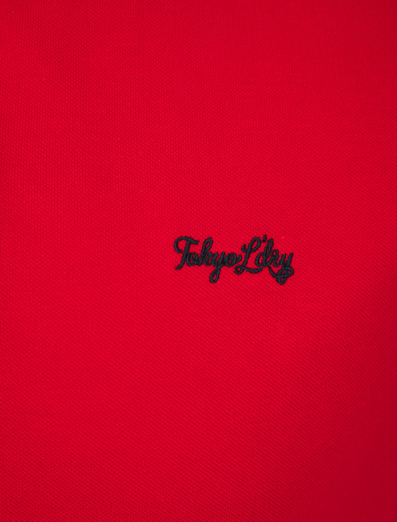 Sonik Cotton Pique Polo Shirt with Tipping in Tokyo Red - Tokyo Laundr ...