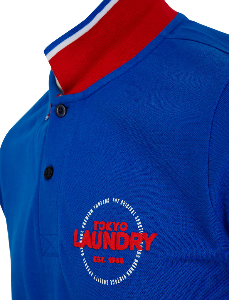 Kairo Cotton Pique Polo Shirt in Jet Blue - Tokyo Laundry