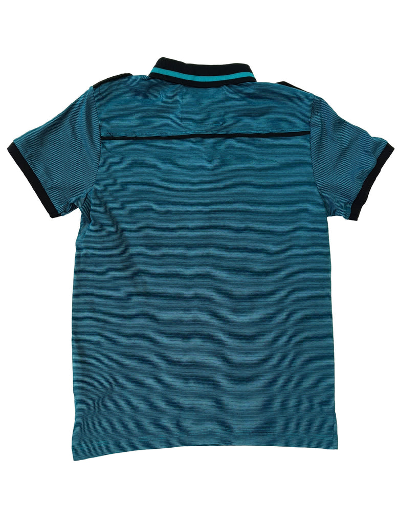 Tipey Microstripe Cotton Jersey Polo Shirt in Teal - Dissident – Tokyo ...