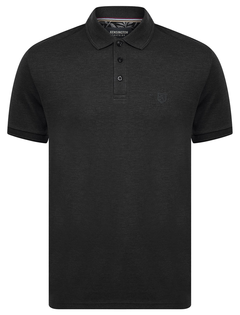 Dock Cotton Rich Jersey Polo Shirt in Jet Black Marl - Kensington East ...