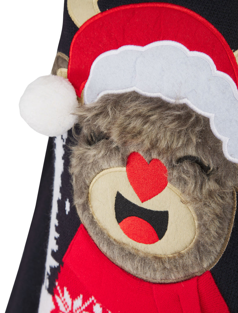 Women’s Rudolph Laughing Motif Novelty Christmas Jumper in Ink - Merry ...