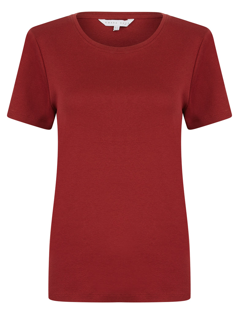 Katya Plain Crew Neck T-Shirt in Brick Red - Amara Reya – Tokyo Laundry