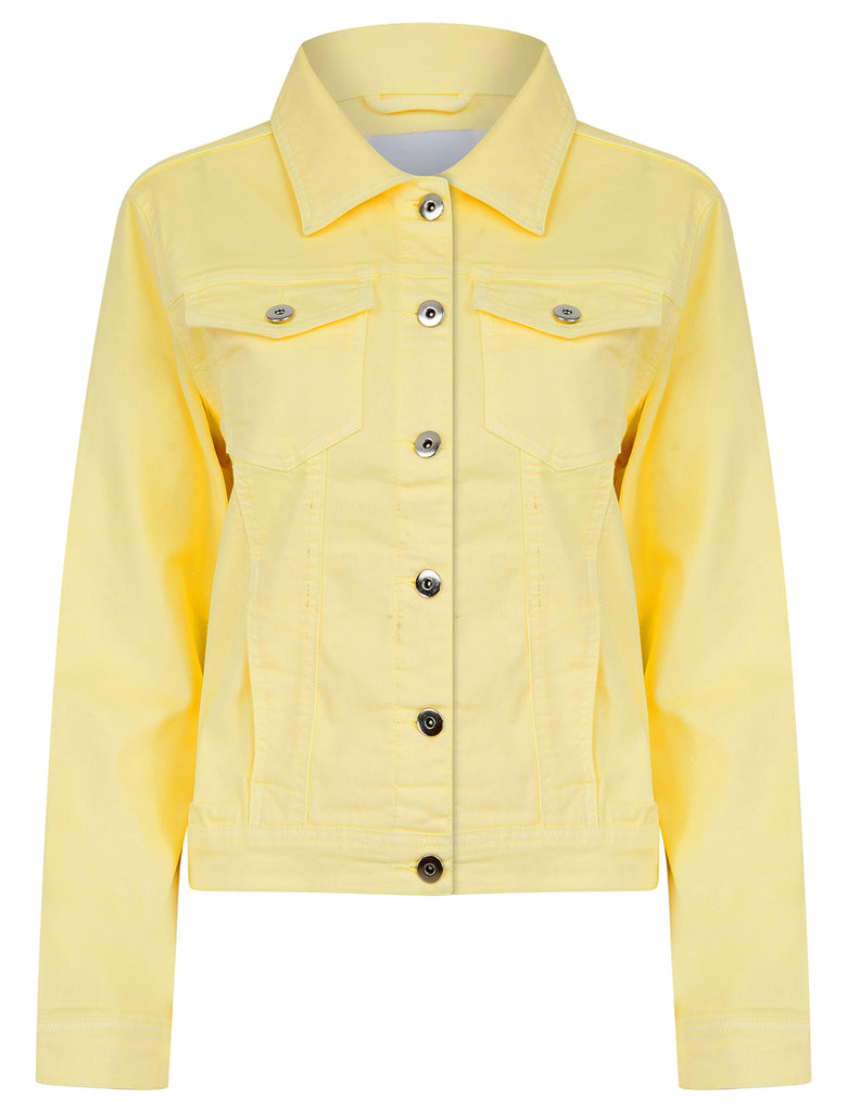 Feather Women's Stretch Cotton Denim Jacket in Pale Lemon - Amara Reya ...
