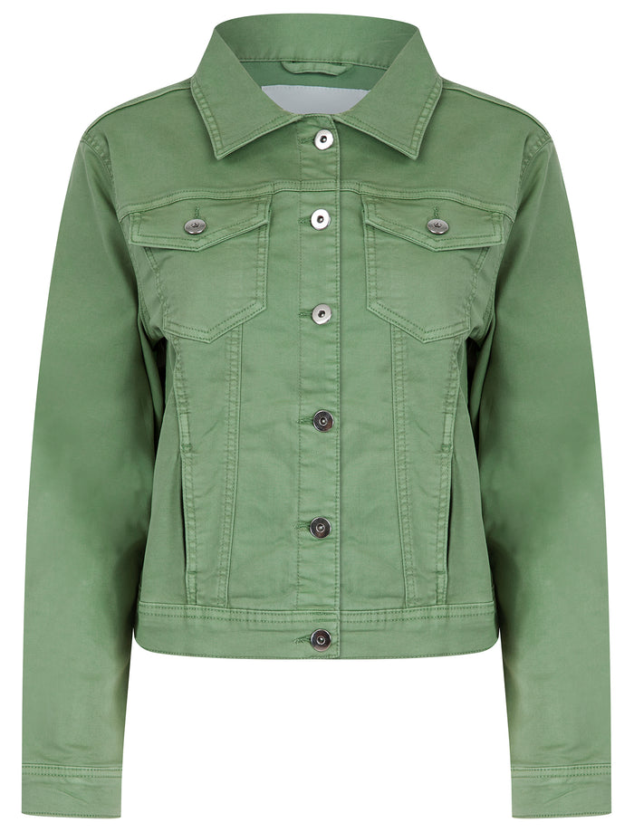 Feather Women's Stretch Cotton Denim Jacket in Green Bay - Amara Reya ...