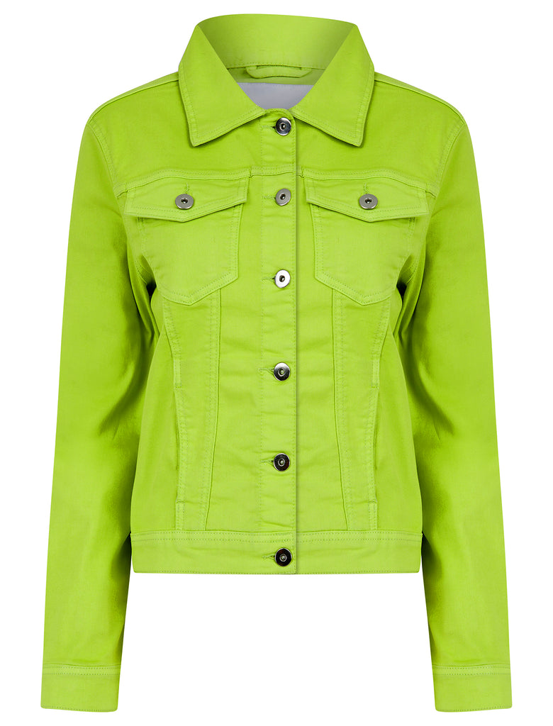 Feather Women's Stretch Cotton Denim Jacket in Green Glow - Amara Reya ...