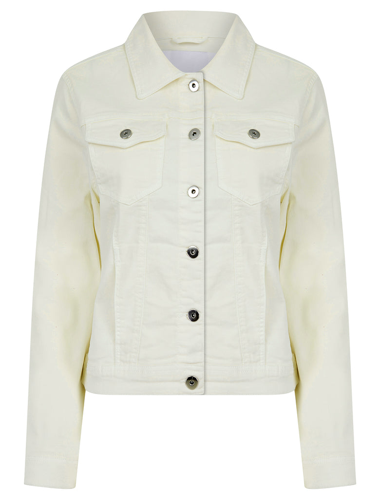 Feather Women's Stretch Cotton Denim Jacket in Cream - Amara Reya ...