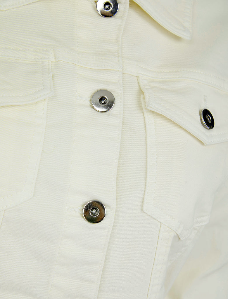 Feather Women's Stretch Cotton Denim Jacket in Cream - Amara Reya ...