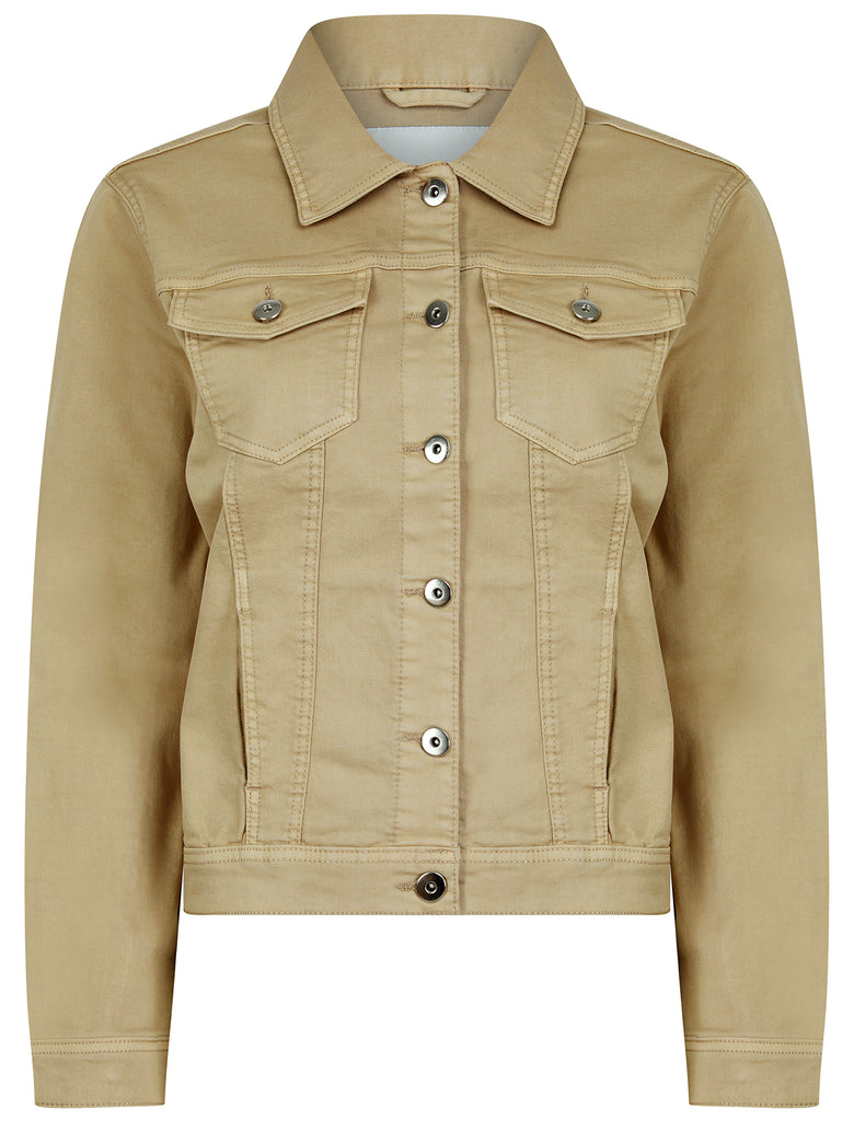 Feather Women's Stretch Cotton Denim Jacket in Taupe - Amara Reya ...