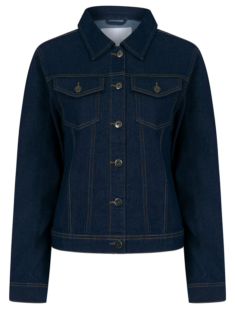 Mesa Women's Stretch Cotton Denim Jacket in Indigo Wash - Amara Reya ...