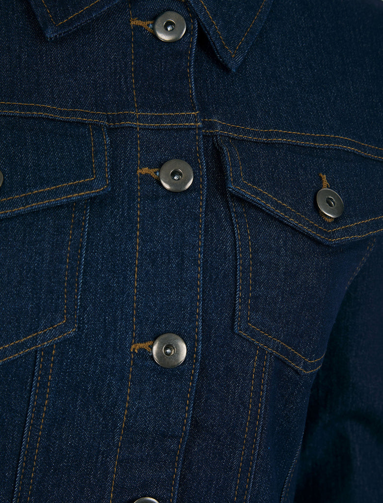 Mesa Women's Stretch Cotton Denim Jacket in Indigo Wash - Amara Reya ...