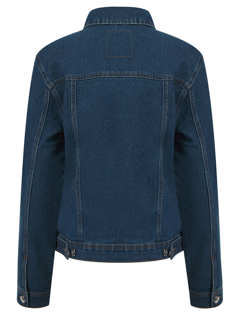 Mesa Women's Stretch Cotton Denim Jacket in Mid Blue - Amara Reya ...