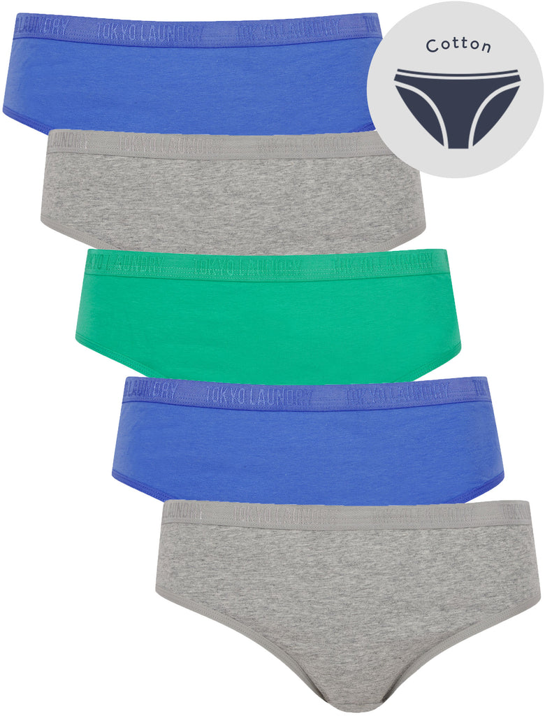 Jean (5 Pack) Cotton Assorted Briefs in Light Grey Marl / Baja Blue ...