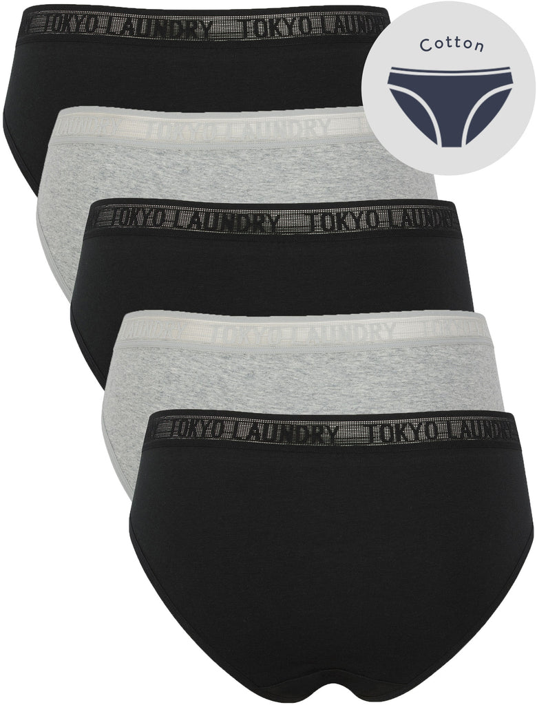 Ayla 6 (5 Pack) Cotton Assorted Briefs with Mesh Waistband in Jet Blac ...