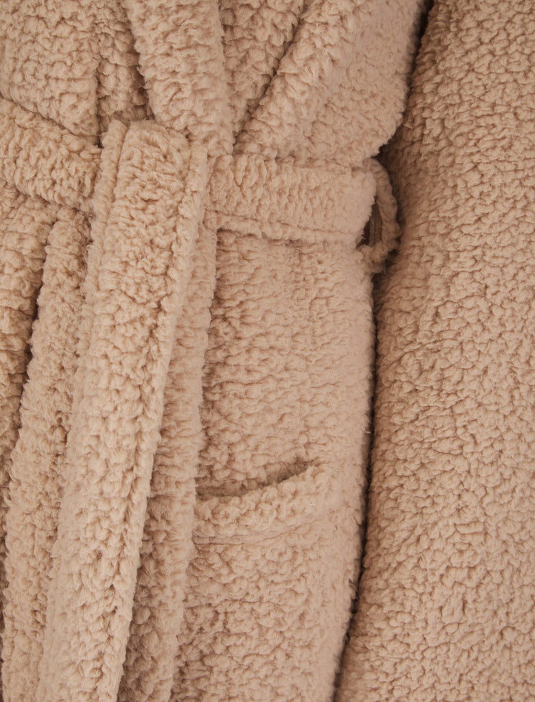 Women's Teddy Chunky Soft Fleece Tie Robe Dressing Gown with Hood in T ...