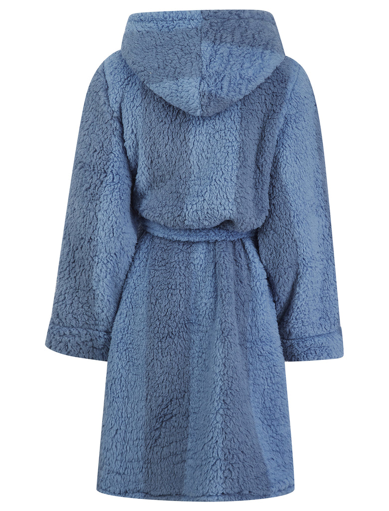 Women's Isla Striped Soft Fleece Tie Robe Dressing Gown with Hood in M ...