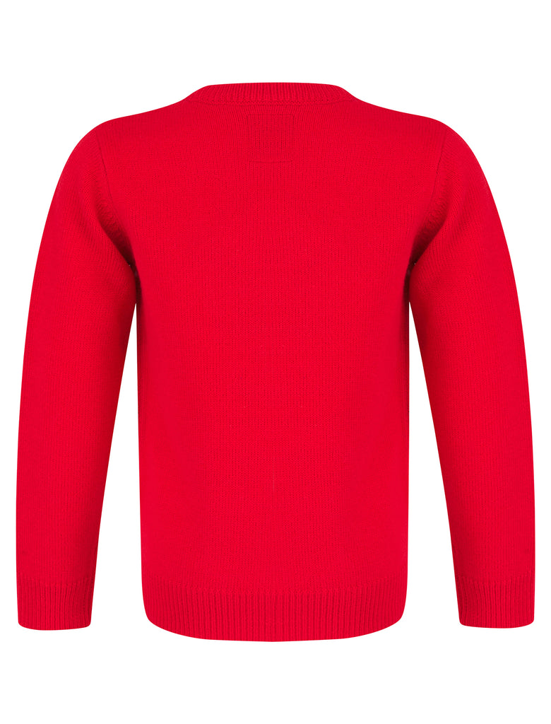 Girl's Laughing Rudolph Novelty Knitted Christmas Jumper in Tokyo Red ...