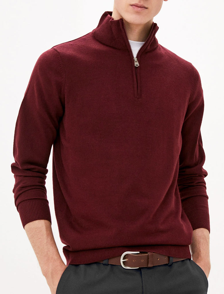 Redwood 2 Half Zip Neck Cashmilon Knit Jumper in Zinfandel - Kensingto ...