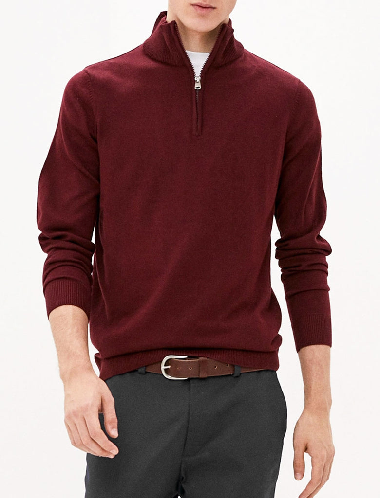 Redwood 2 Half Zip Neck Cashmilon Knit Jumper in Zinfandel - Kensingto ...