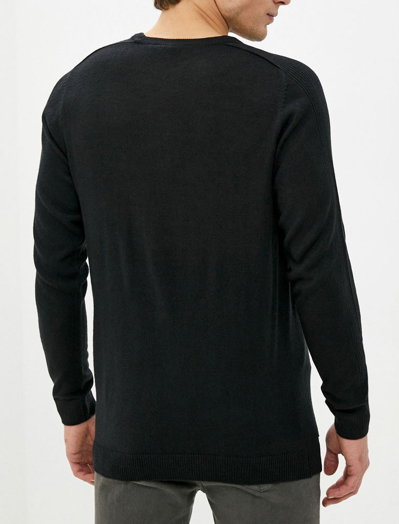 Chattox Crew Neck Knitted Jumper in Jet Black - Kensington Eastside ...