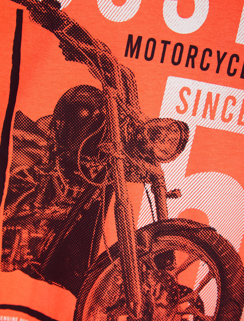Custom Chop Shop Motif Cotton Jersey T-Shirt in Hot Coral - South Shor ...