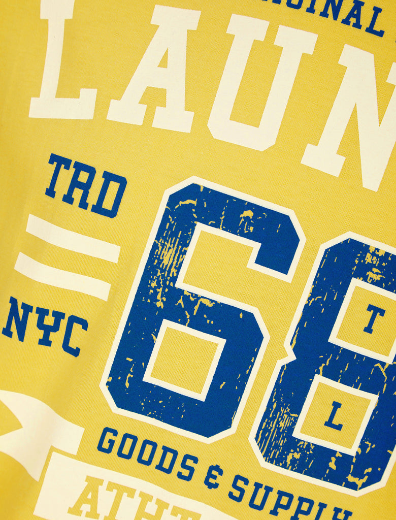 Squad Motif Cotton Jersey T-Shirt in Mimosa Yellow - Tokyo Laundry