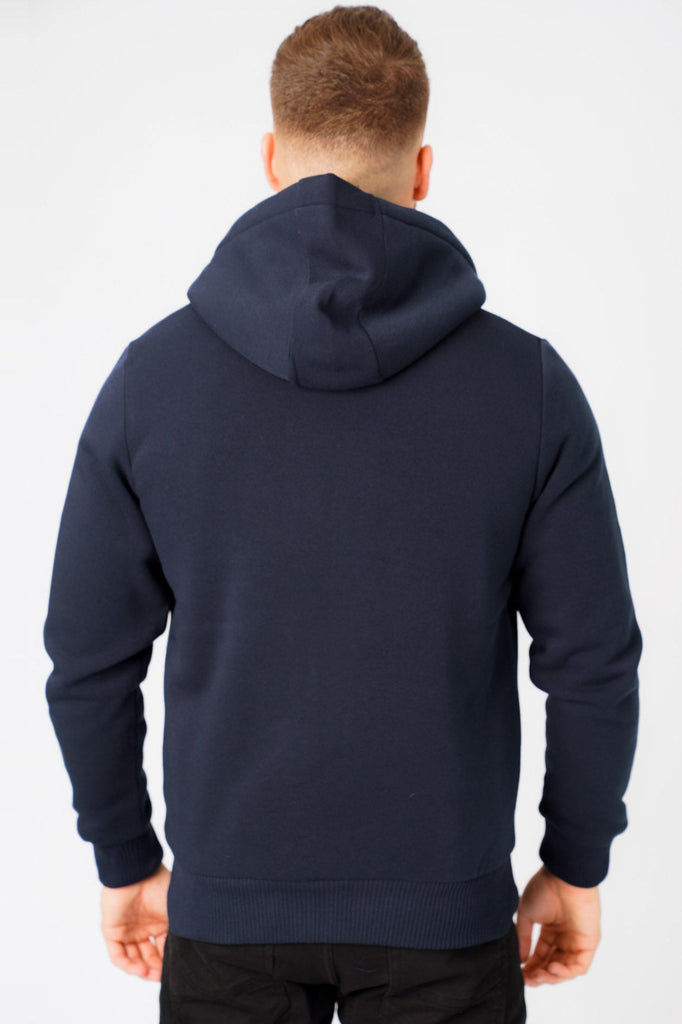Omega Zip Through Hoodie With Borg Lining In Midnight Blue - Dissident ...