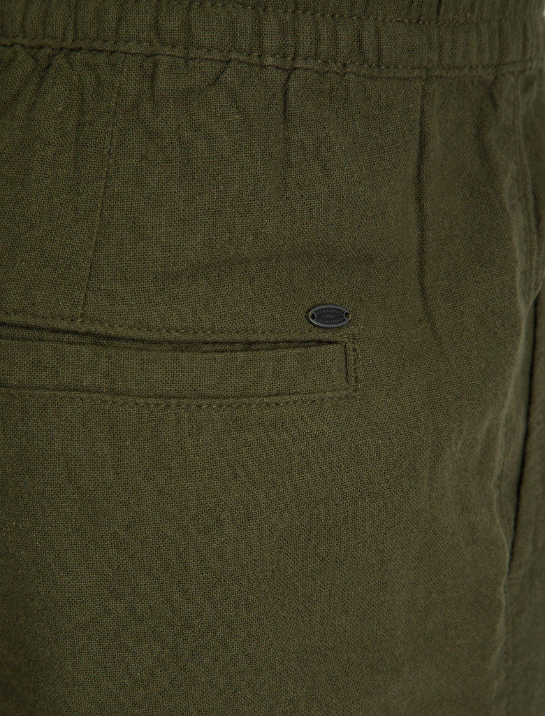 Fira Cotton Linen Comfort Fit Elasticated Waist Trousers in Olive Nigh ...