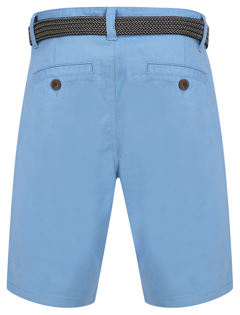 Gustavo Cotton Twill Chino Shorts with Woven Belt in Frozen Fjord - To ...